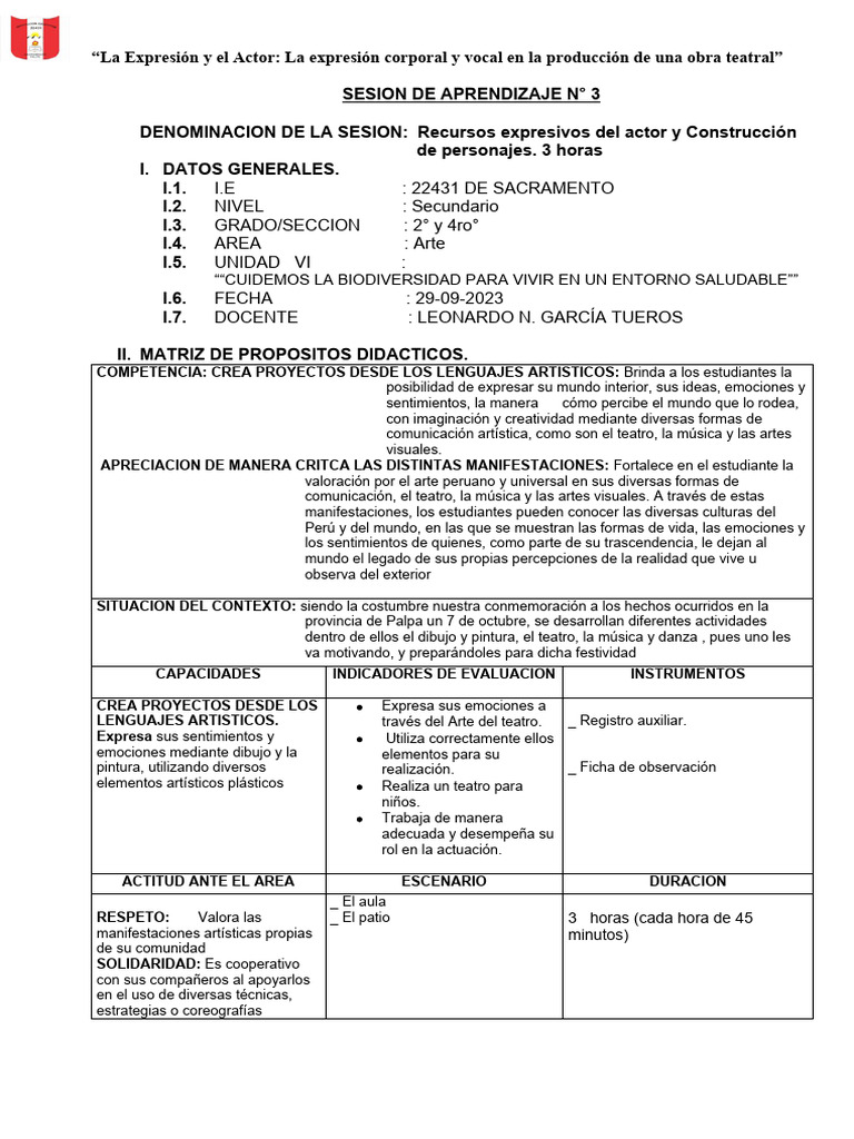 Sesion de Aprendizaje | PDF | Teatro | Actor