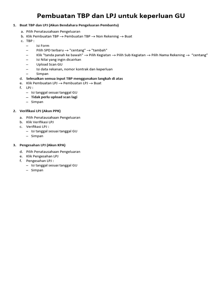 Proses Pembuatan TBP dan LPJ GU | PDF | Bisnis | Komputer
