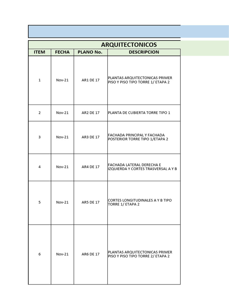 Listado Maestro de Planos | PDF | Fundación (Ingeniería) | edificio