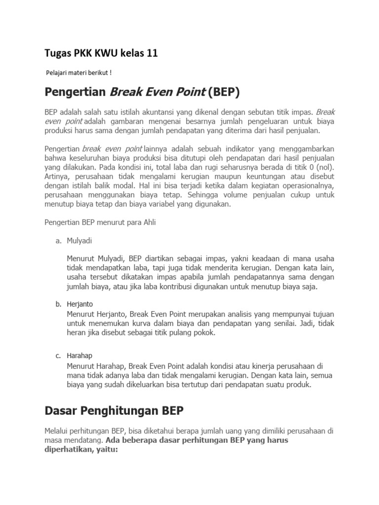 Tugas PKK KWU Kelas 11 BEP | PDF