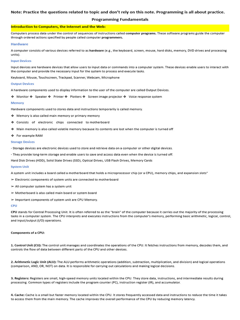 PF Notes | PDF | C++ | Central Processing Unit