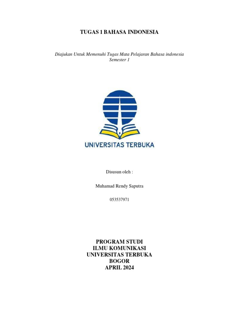 Tugas 1 Bahasa Indonesia Rendy | PDF | Griya & Taman