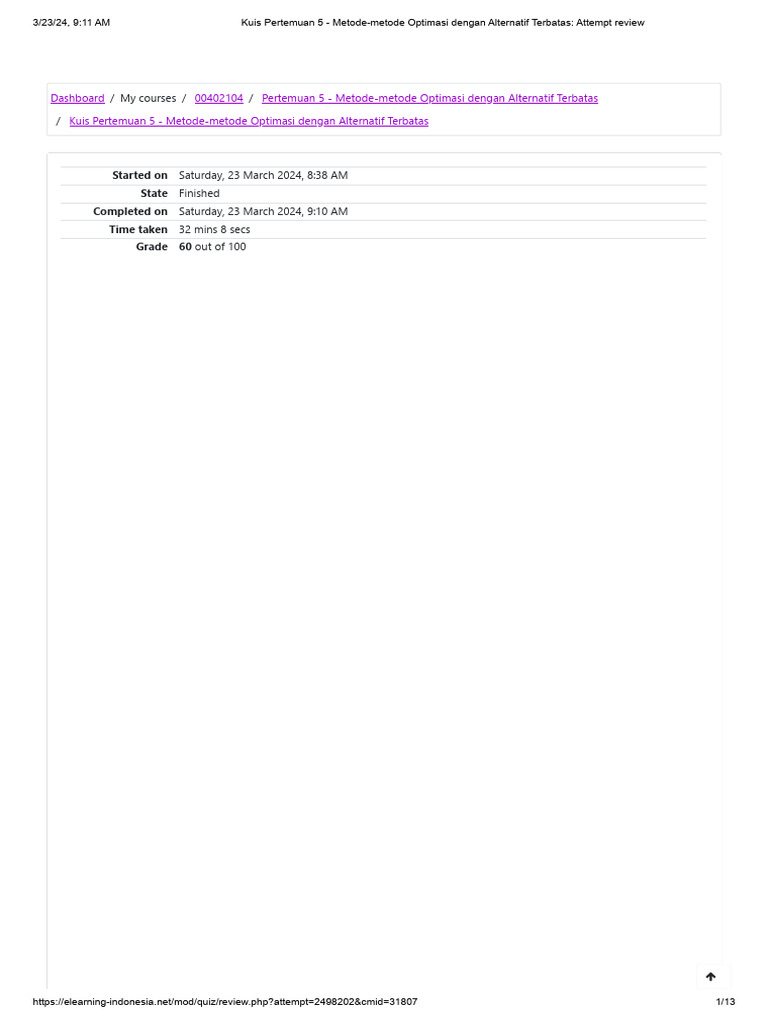 Kuis Optimasi Alternatif Terbatas | PDF