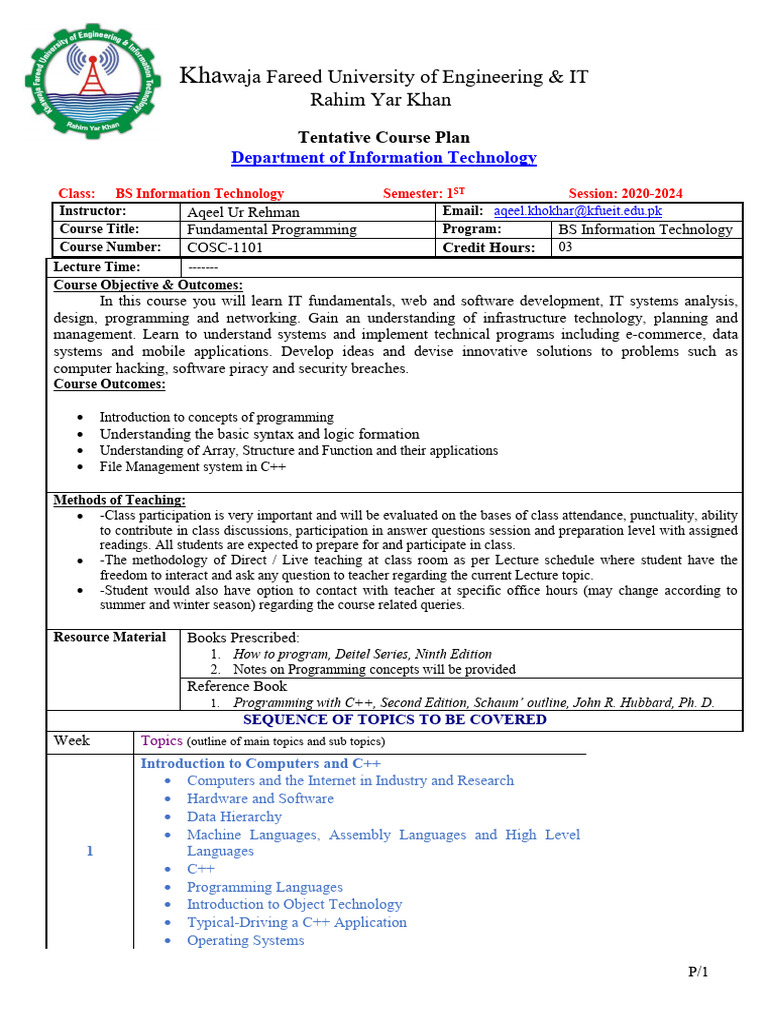 Programming Fundamental 1st Semester (COSC-1101) | PDF | Pointer ... Programming Fundamental 1st Semester (COSC-1101) | PDF | Pointer ...