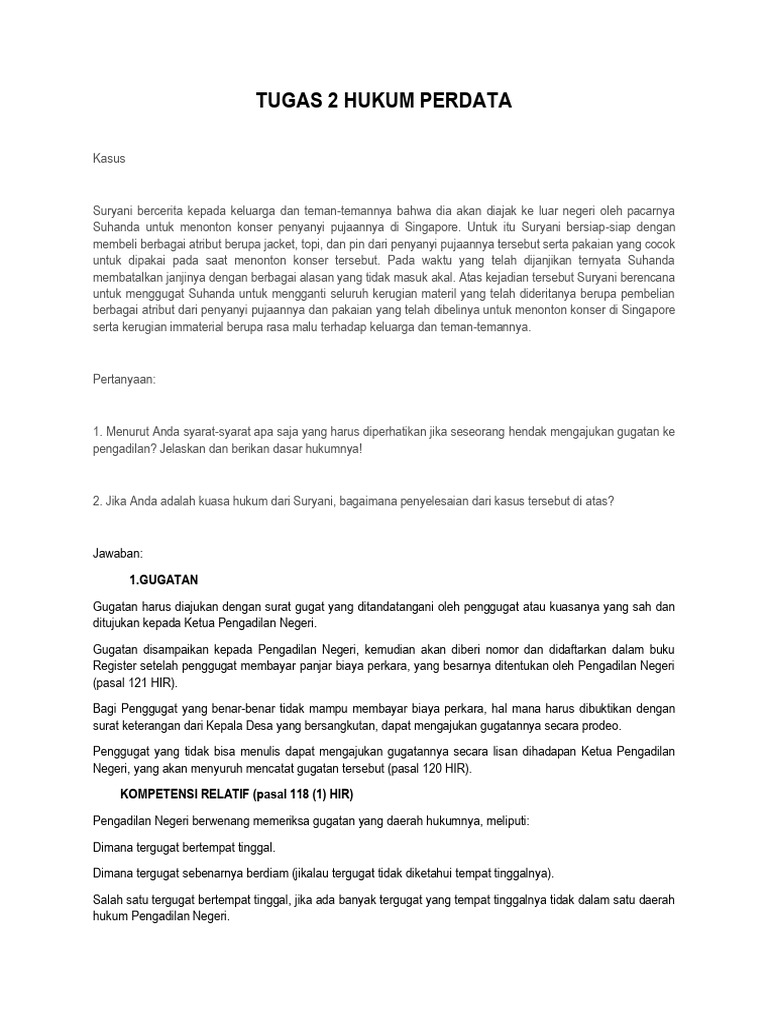 Tugas Hukum Acara Perdata | PDF | Ilmu Sosial | Hukum