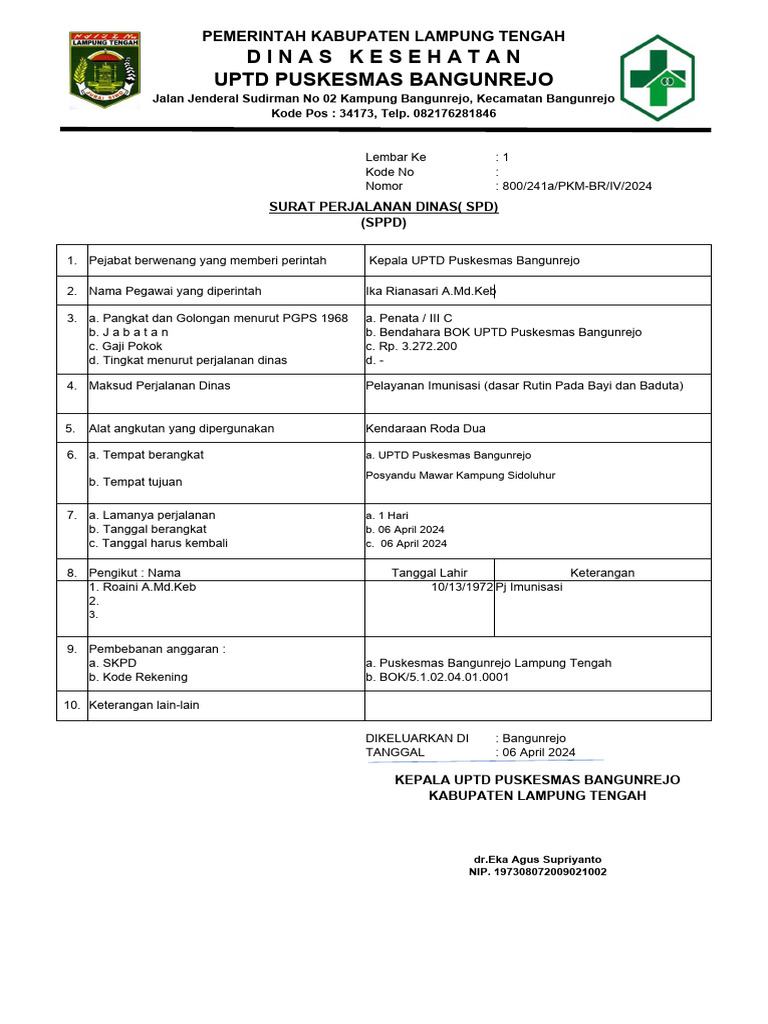 SPPD Fix Dinas | PDF