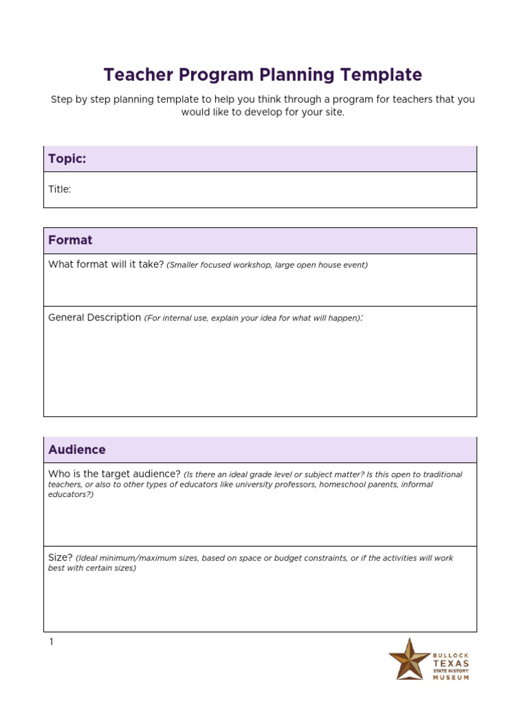 Teacher Program Planning Template | PDF | Teachers | Lesson Plan