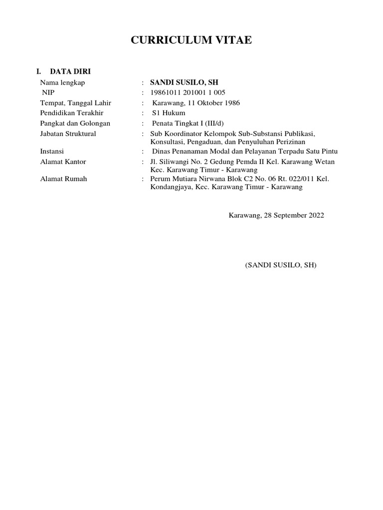 CV Sandi Susilo | PDF