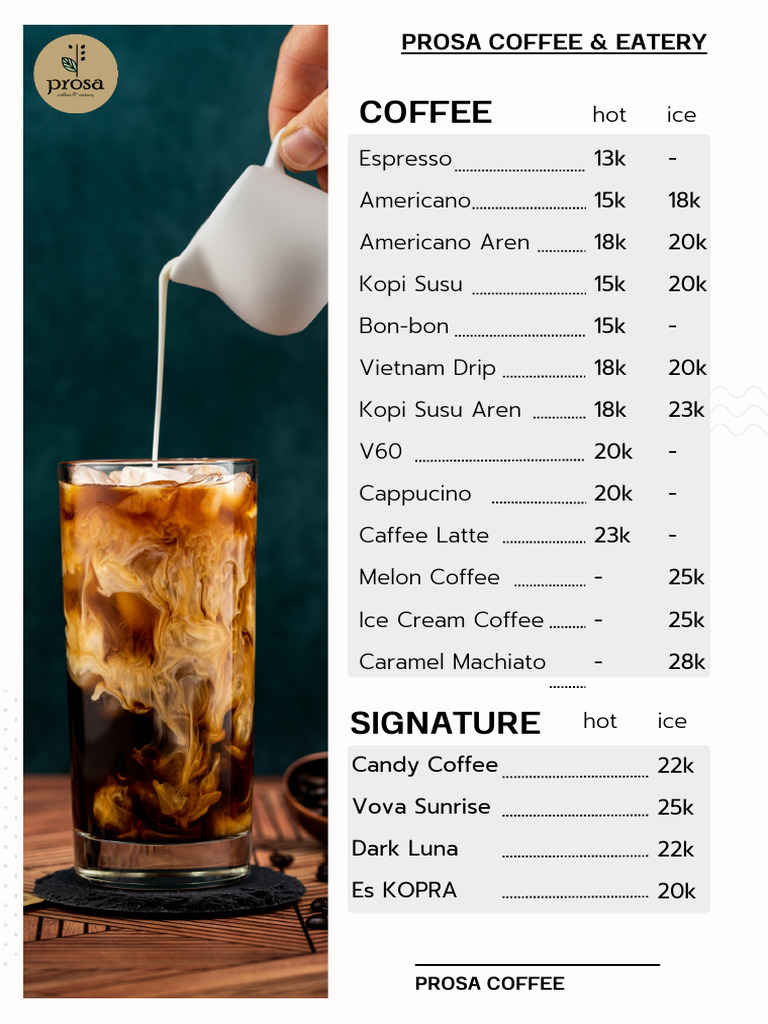 Menu Utama Prosa | Download Free PDF | Coffee | Foods