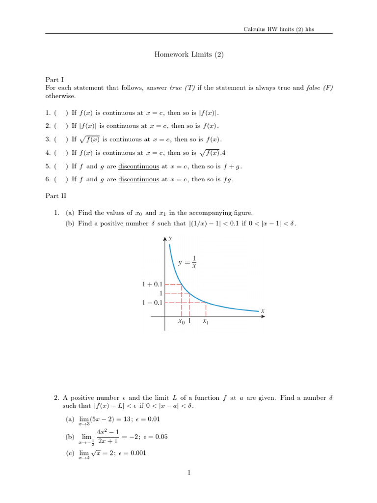 HW_Calculus _Continuity | PDF | Mathematical Logic | Mathematics