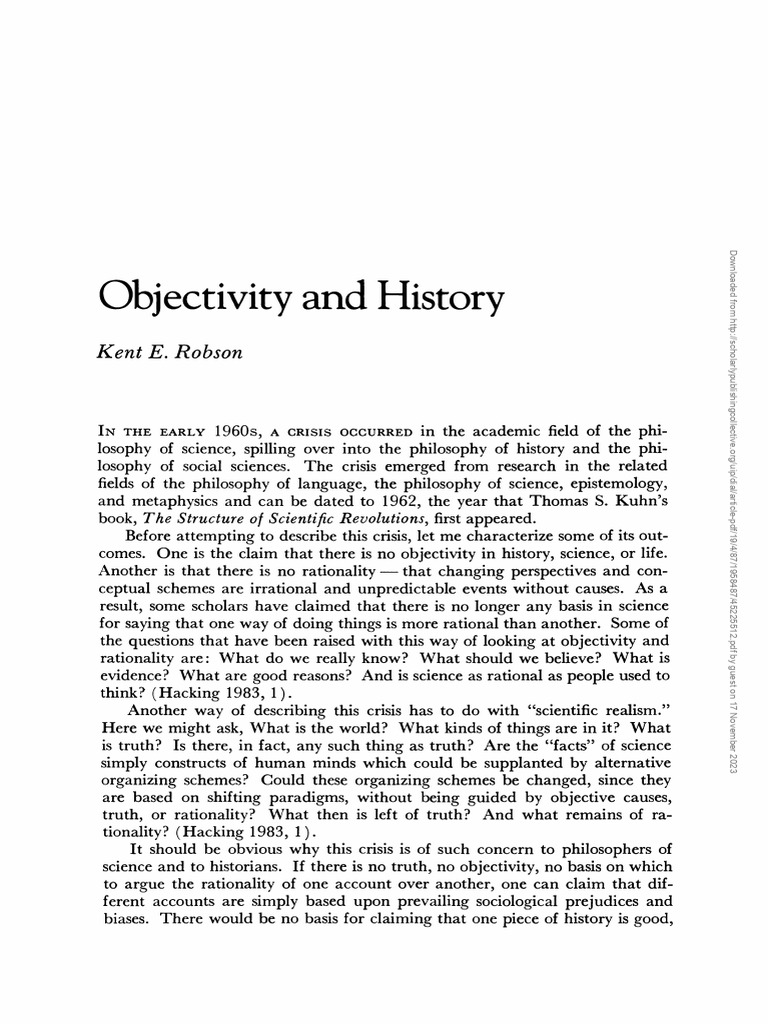 objectivity and history | Download Free PDF | Truth | Science