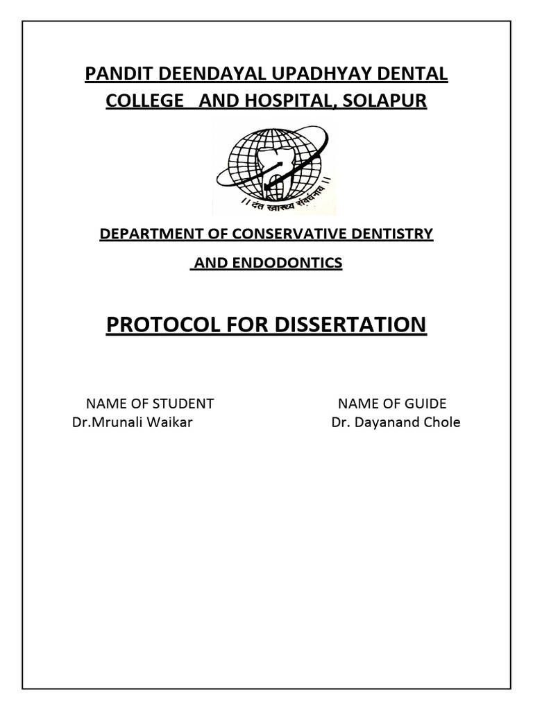 Dissertation Protocol for MDS in Dentistry | PDF | Dentistry | Thesis