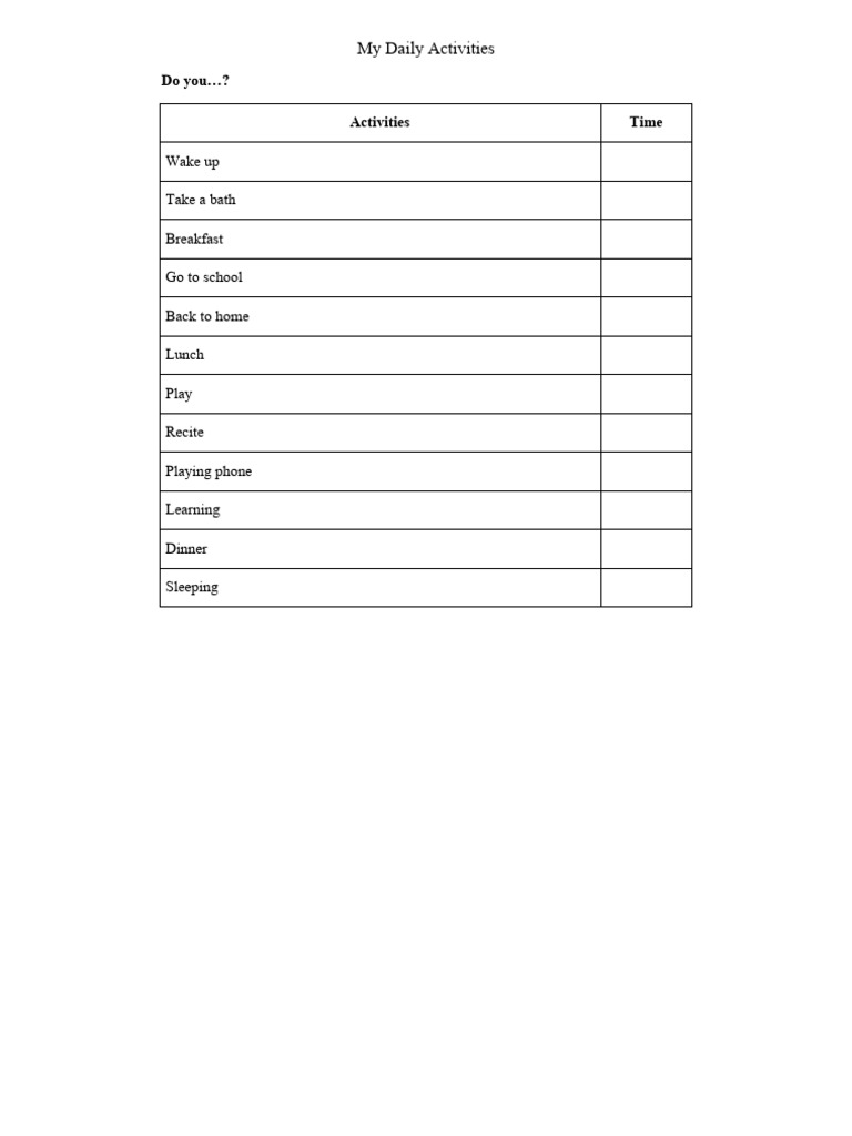 My Daily Activities | PDF