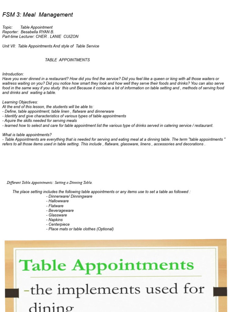 Table Setting | PDF | Tableware