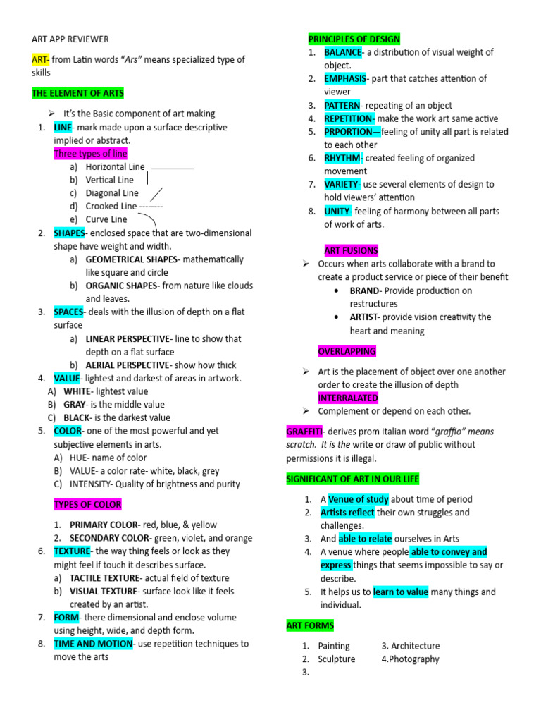 Art App Reviewer | PDF | Paintings | Color