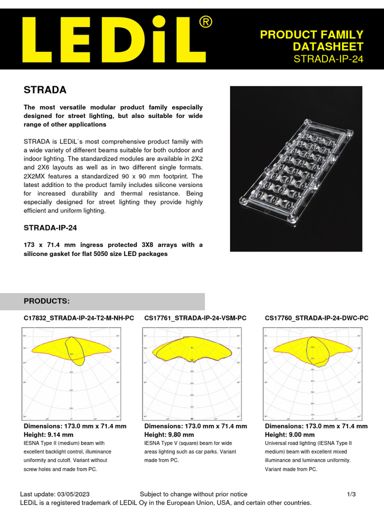 Product Datasheet Strada IP 24 Sfds | PDF | Lighting