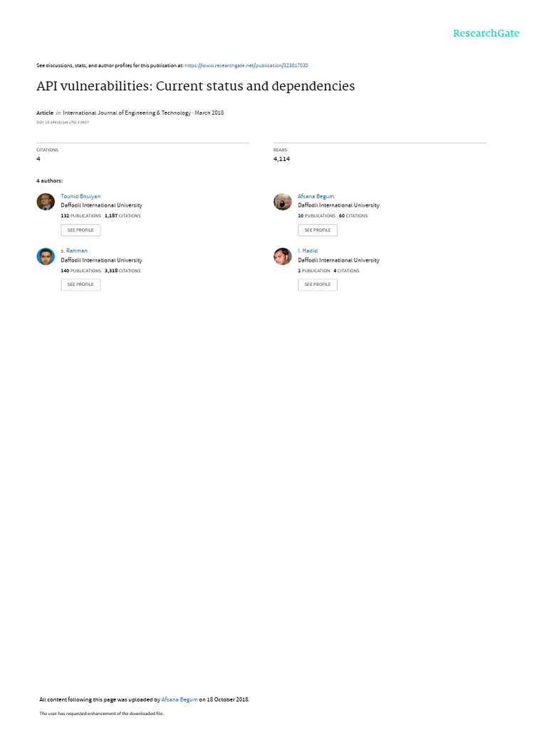 API Vulnerabilities Current Status and Dependencies | PDF | Computer ...