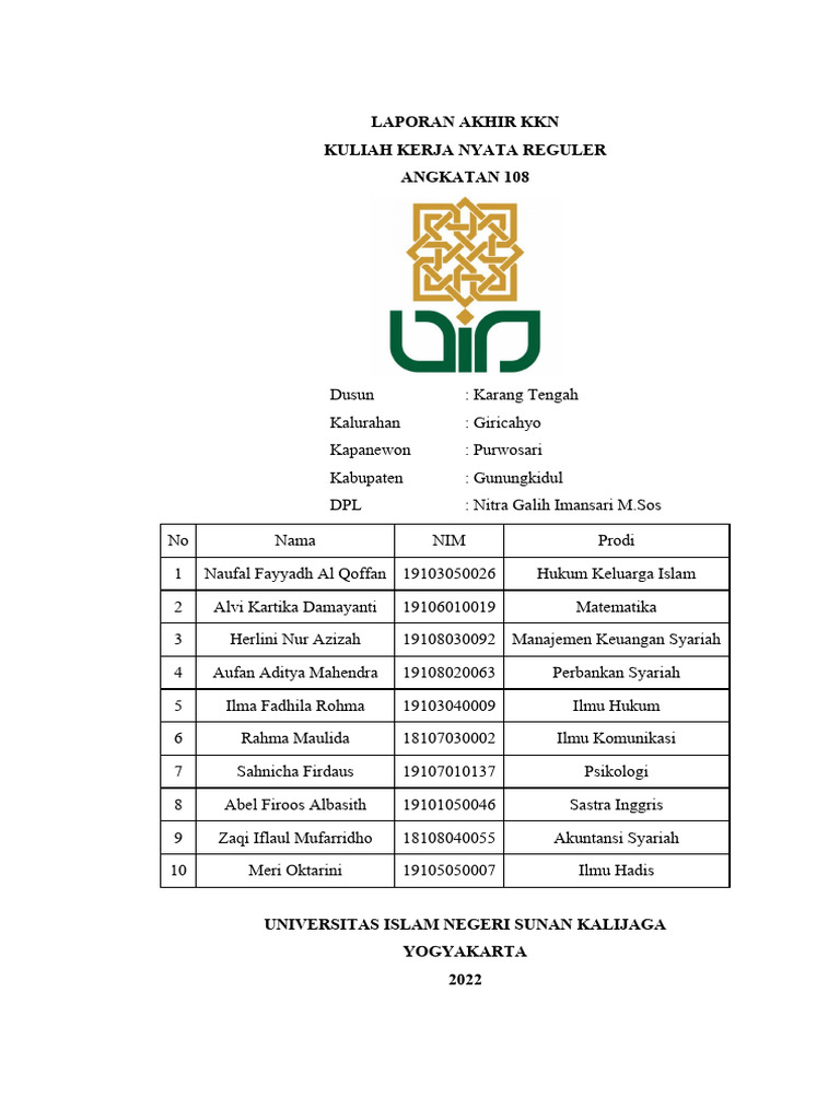 LAPORAN AKHIR KKN Reguler Kelompok 23 UIN Suka 2024 | PDF