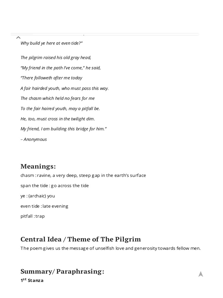 The Bridge Builder - poem Summary and questions and answers - JK ...
