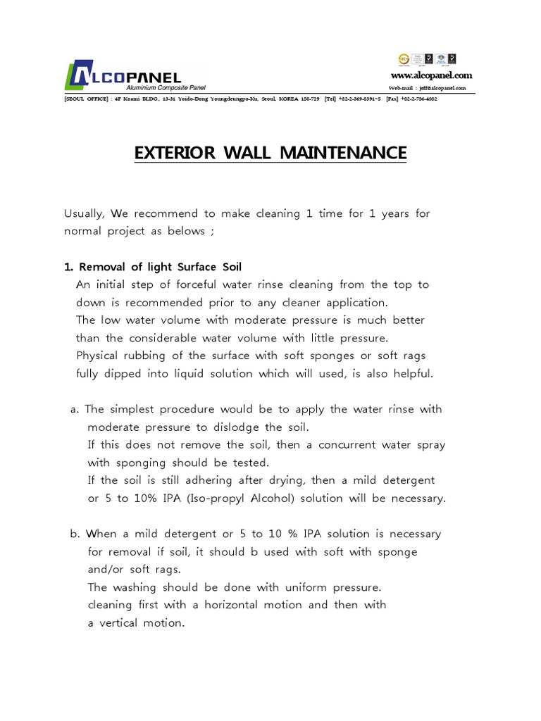 Exterior Wall Maintenance | PDF | Water | Solvent