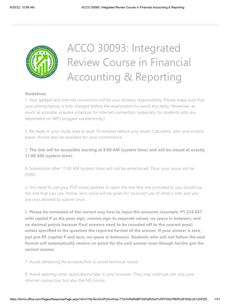 ACCO 30093 - Integrated Review Course in Financial Accounting ...