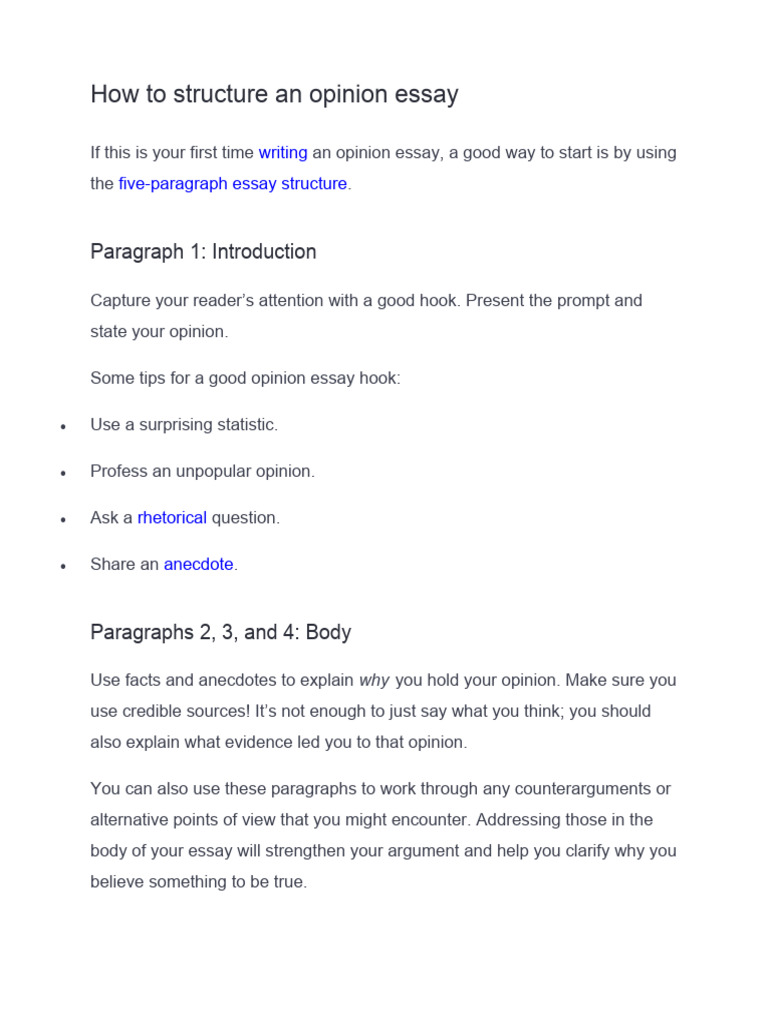Opinion Essay Structure Guide | PDF | Essays | Proofreading