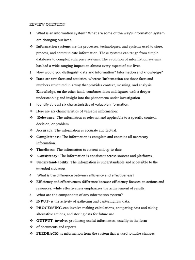 REVIEW QUESTION.docx jenny | PDF | Information | Information System