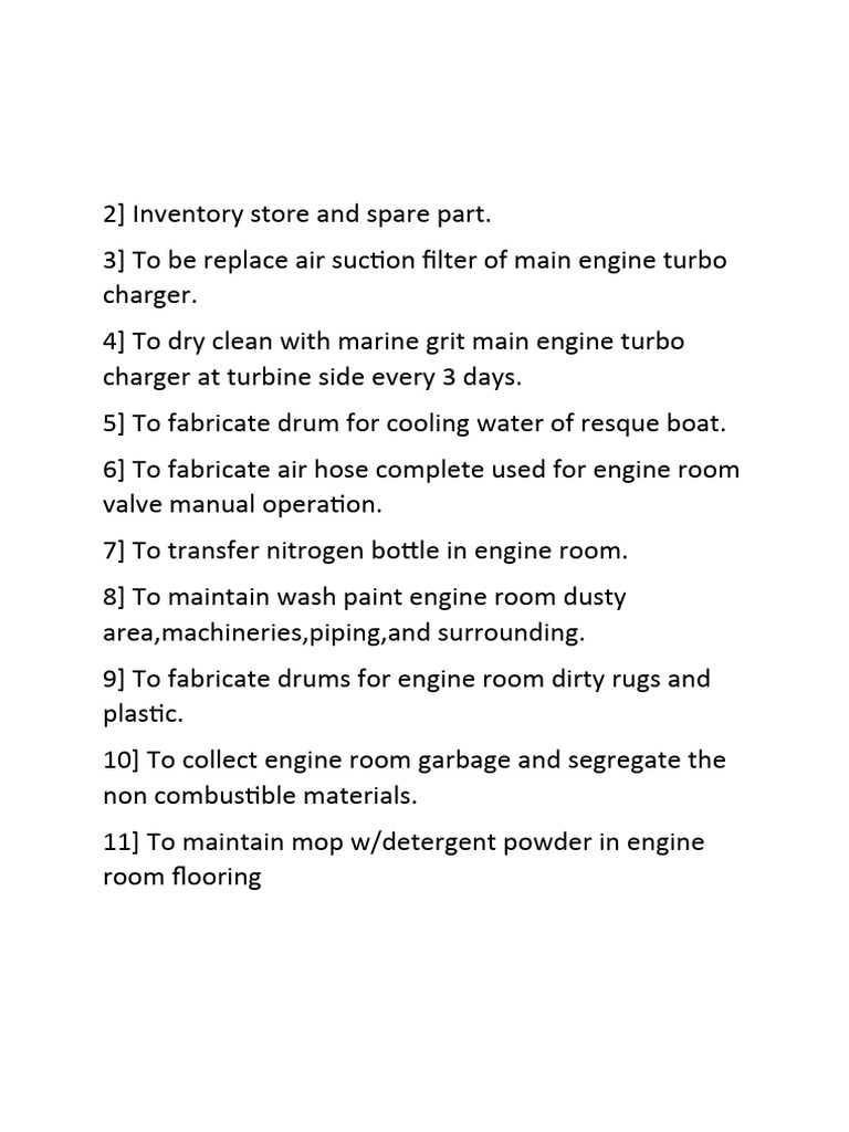 Singapore Engine Room Maintenance Plan | PDF