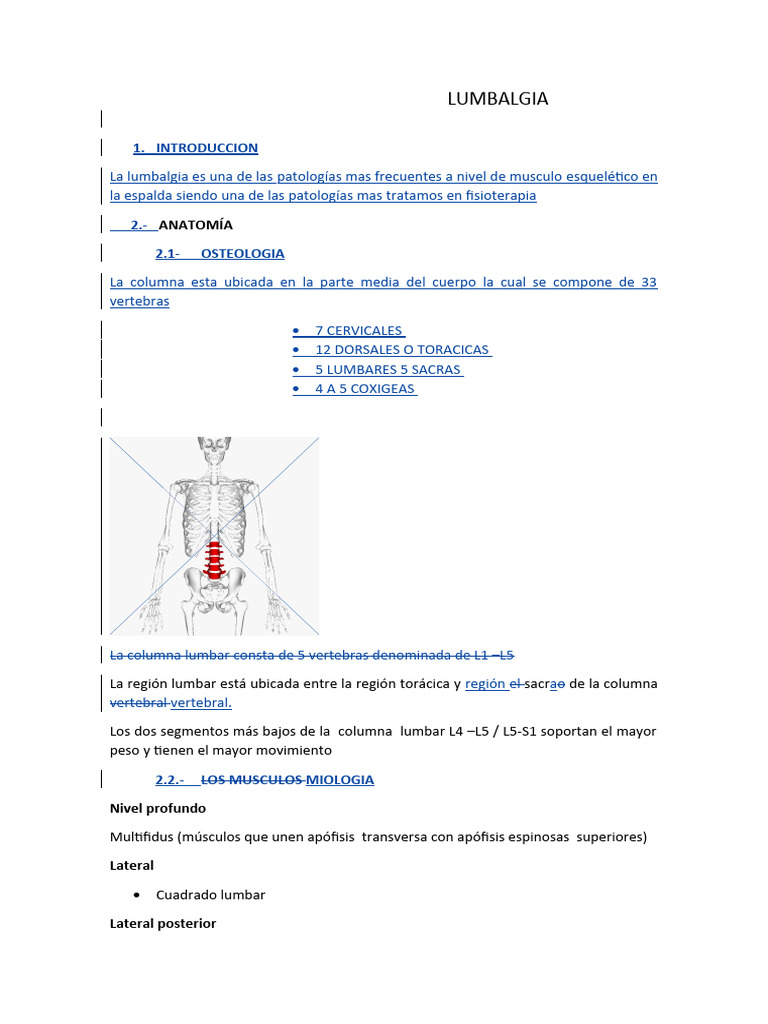 Manejo y Anatomía de la Lumbalgia | PDF | La columna vertebral | Dolor ...
