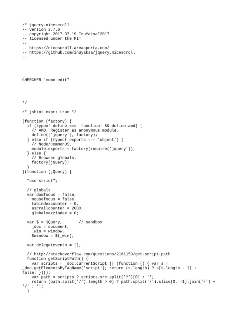 Jquery Nicescroll | PDF | J Query | Web Development Jquery Nicescroll | PDF | J Query | Web Development