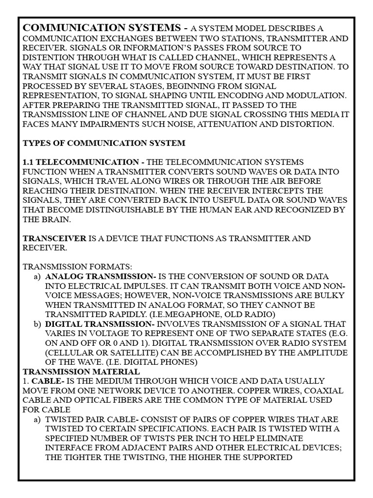 COMMUNICATION SYSTEMS | PDF | Computer Network | Modem
