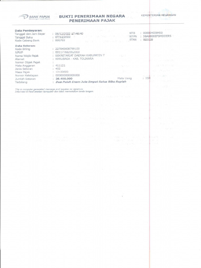 Bukti Pembayaran Pajak | PDF