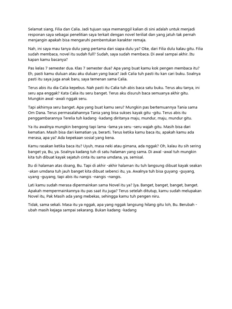 Transkripsi Villya | PDF | Fiksi Misteri, Thriller, & Kejahatan | Fiksi Umum