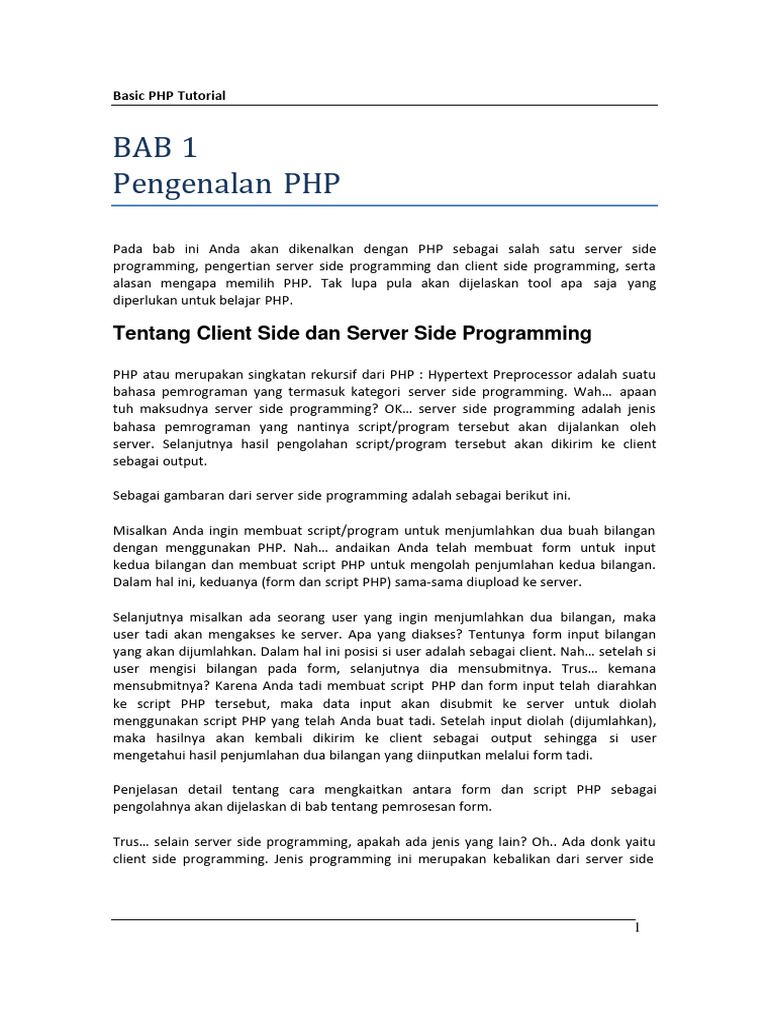 PHP Dasar Tutorial | PDF