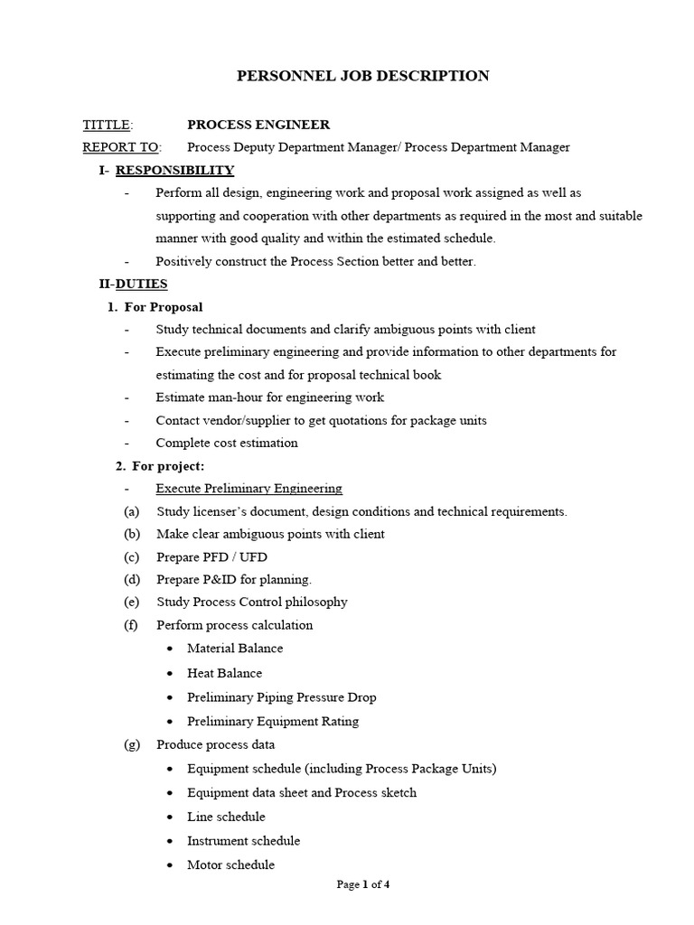 Process Engineer - Rev 06 | PDF | Specification (Technical Standard) | Engineering