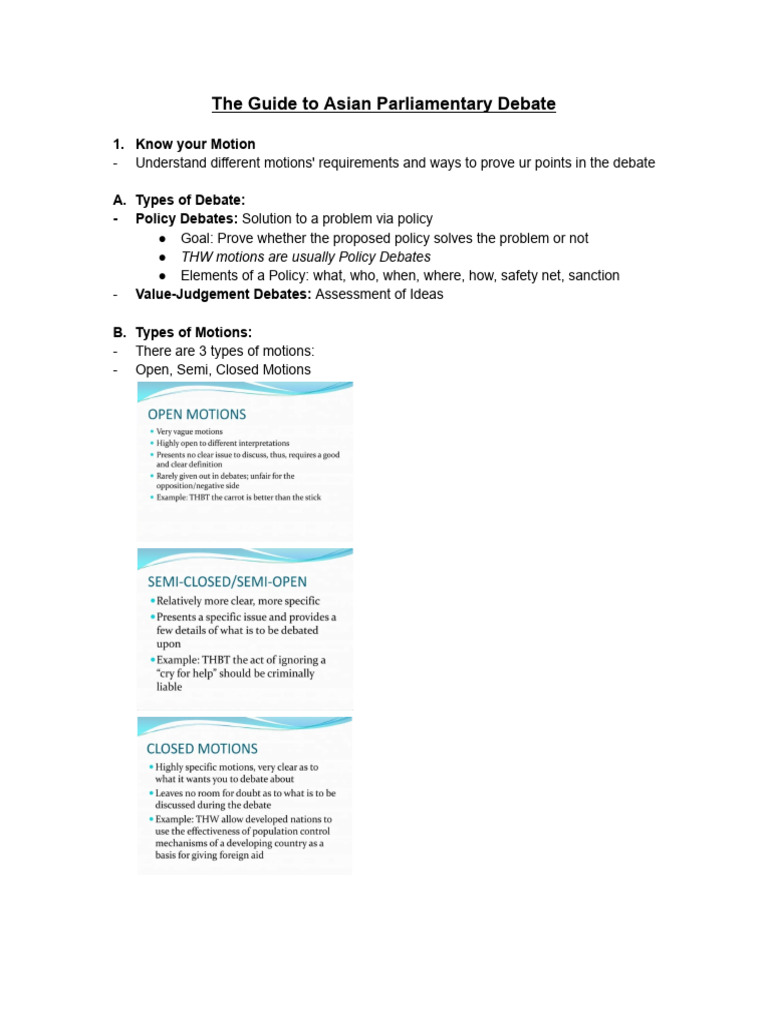 The Guide To Asian Parliamentary Debate | PDF | Cognition