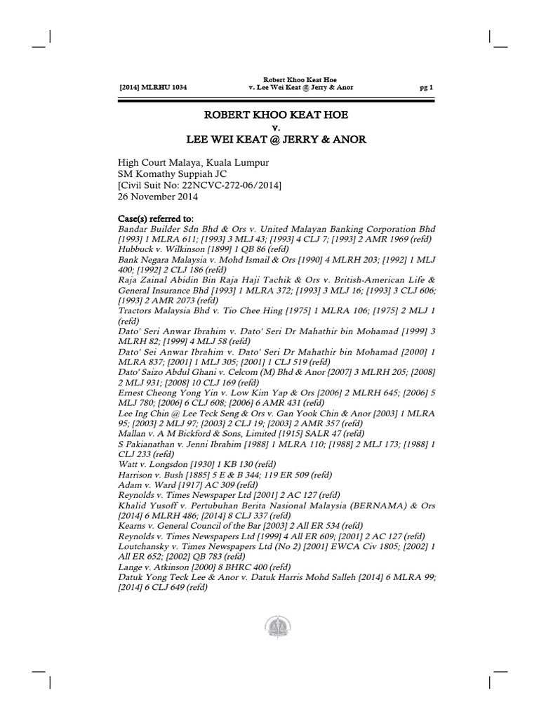 Robert Khoo Case File | PDF | Barrister | Defamation