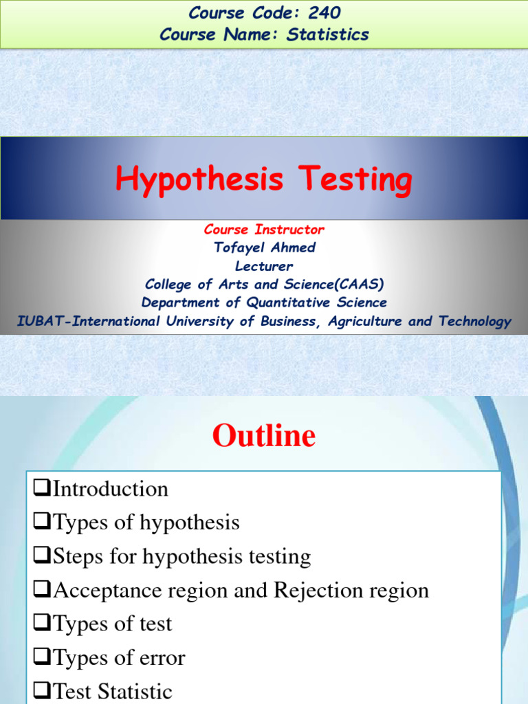 Hypothesis Testing Pdf Statistical Hypothesis Testing Type I And
