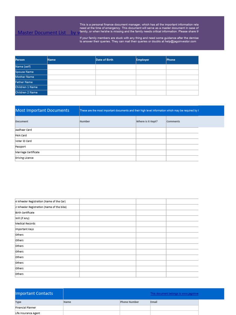Master Document For Family | PDF | Loans | Insurance