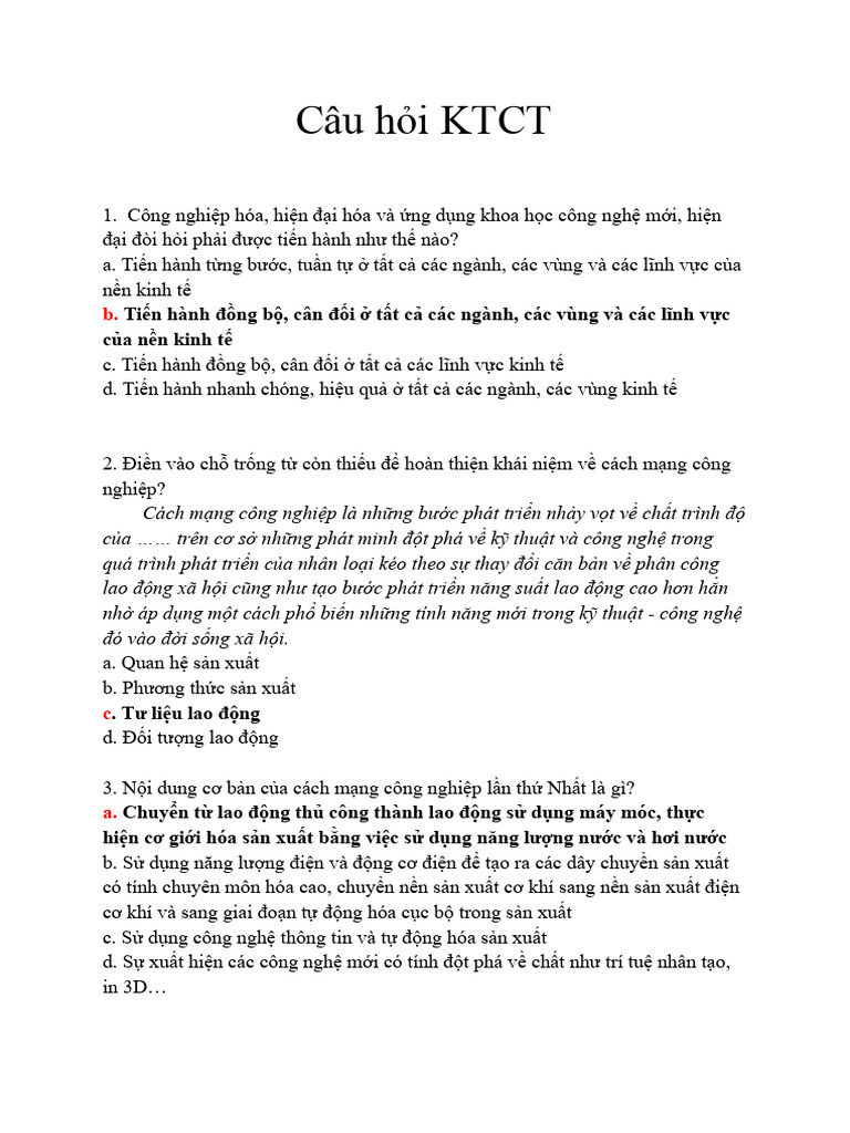 Câu hỏi KTCT | PDF