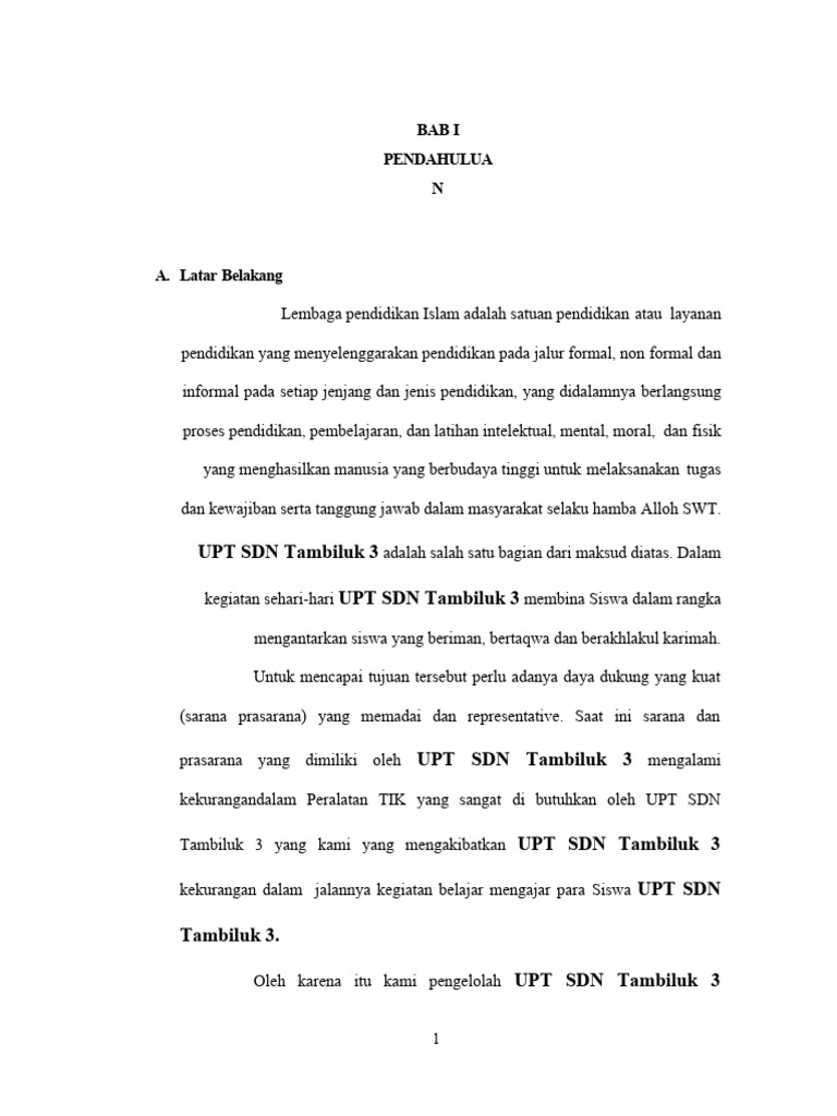 Pengembangan Sarana TIK UPT SDN Tambiluk 3 | PDF