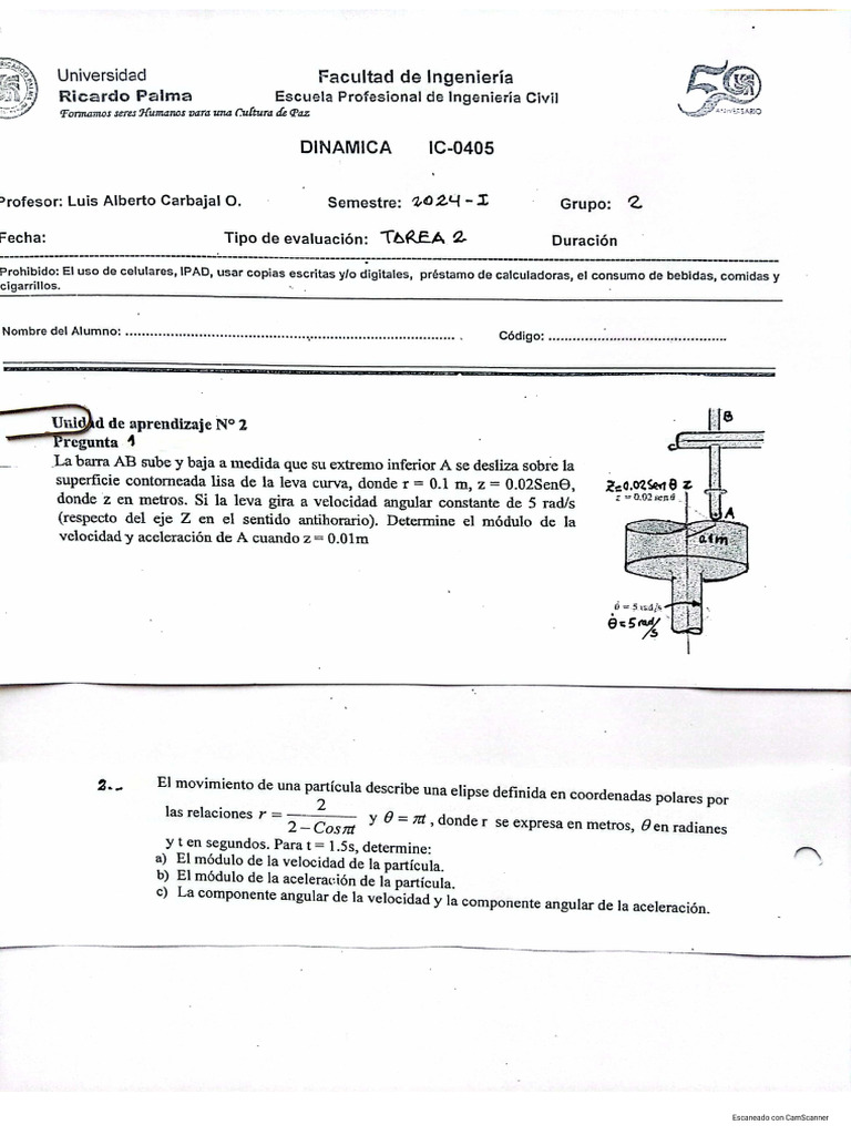 Dinamica Tarea 2 a 2024 | PDF