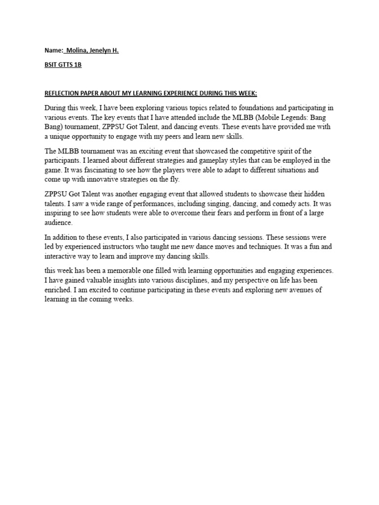 CWTS Reflection Paper | PDF