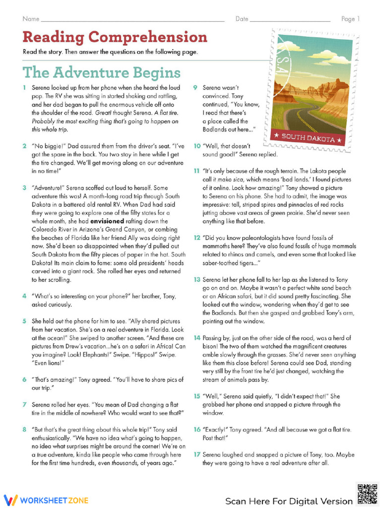 Reading Comprehension - The Adventure Begins | PDF