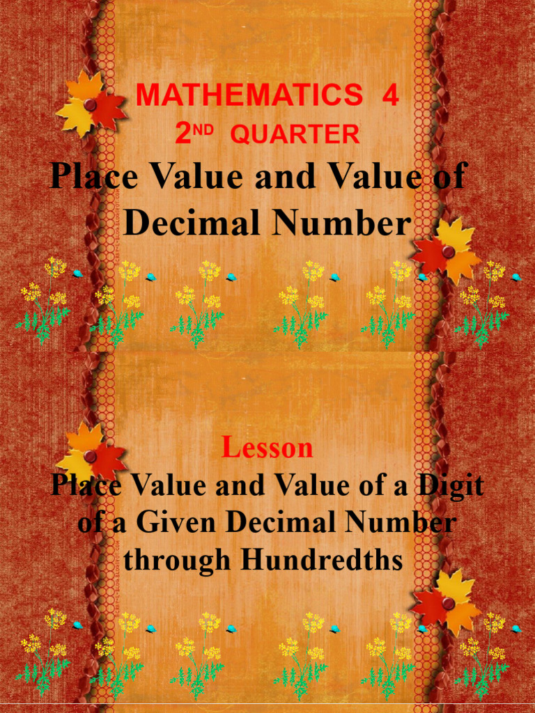 Lesson 44 Place Value and Value of A Digit in A Given Decimal Number ...
