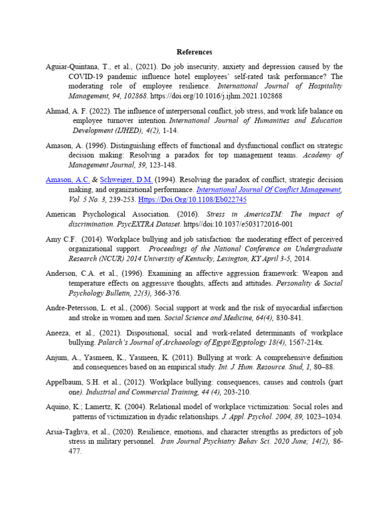 REFERENCES DONE | PDF | Psychological Resilience | Occupational Stress