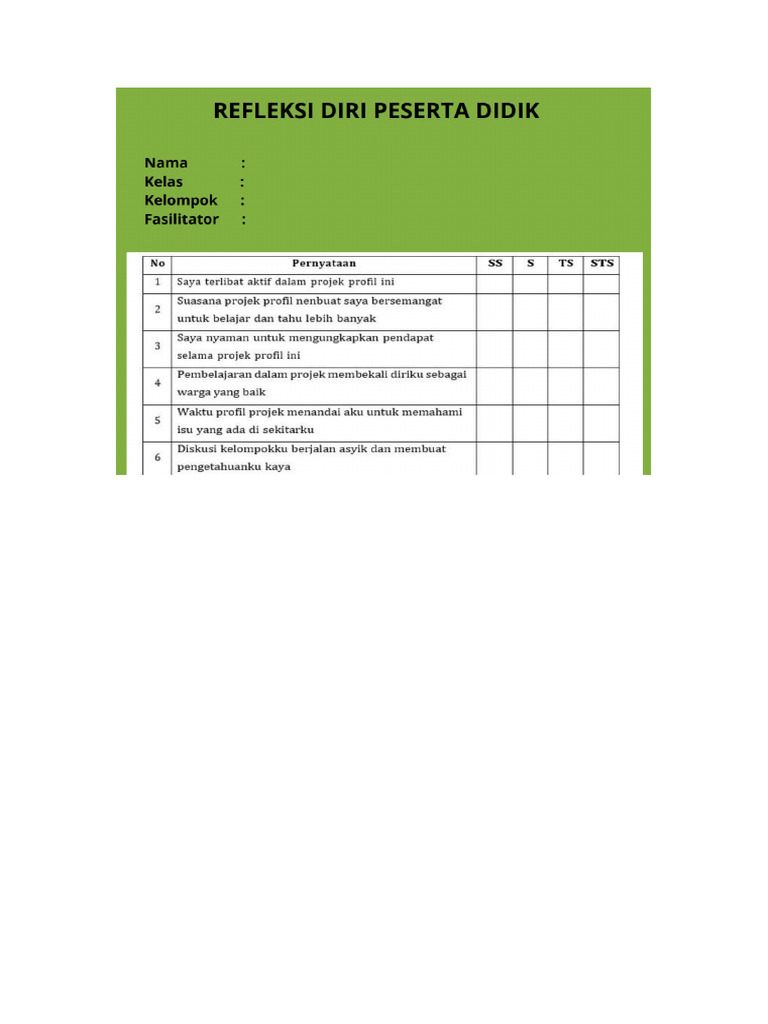 Refleksi Diri Peserta Didik | PDF