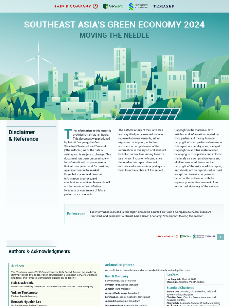 Bain Southeast Asia Green Economy 2024 Report | PDF | Climate Change ...