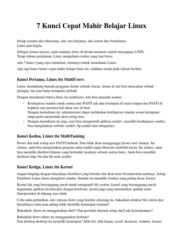 7 Kunci Cepat Mahir Belajar Linux | PDF | Komputer