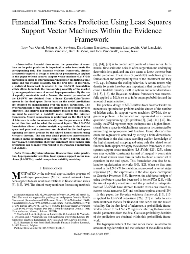 VanGestel-Etal2001 Financial Time Series Prediction Using Least Squares Support Vector Machines ...